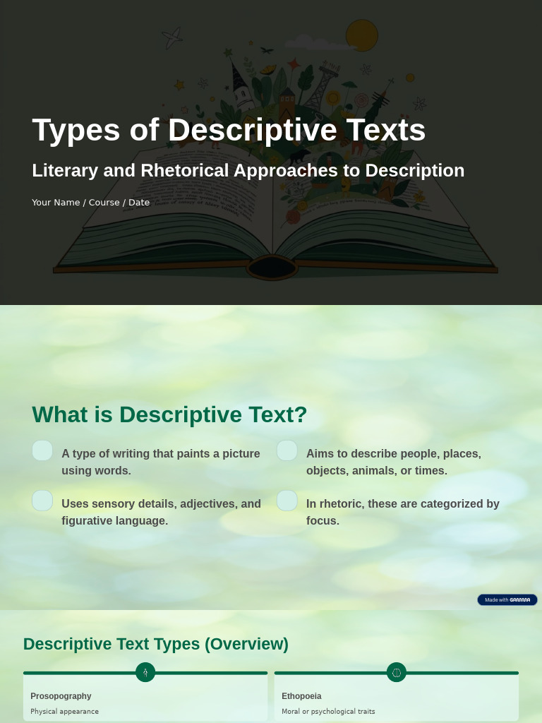 Types of Descriptive Texts Explained | PDF