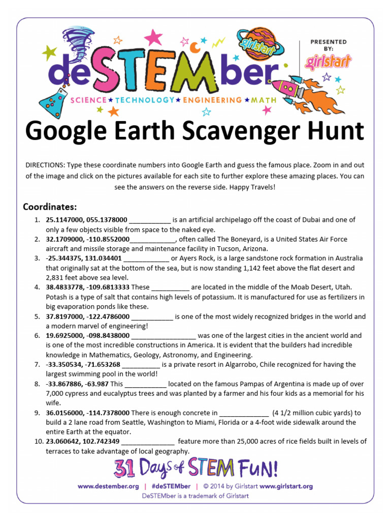 Google Earth Scavenger Hunt Guide | PDF