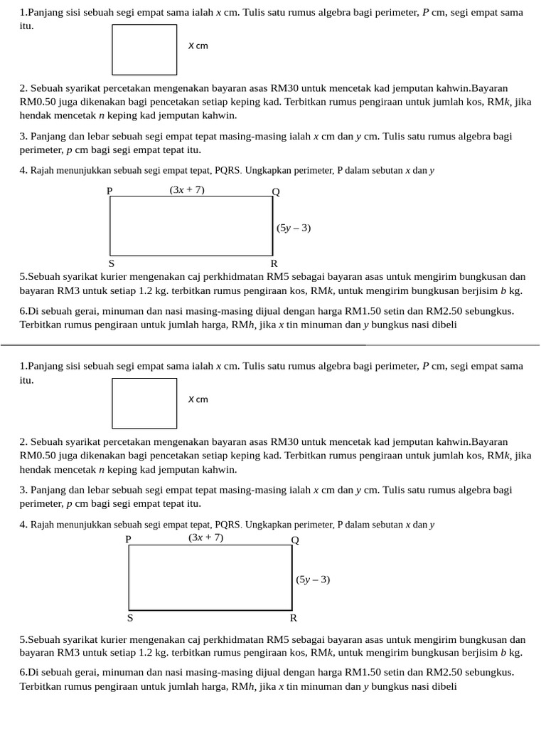 Membentuk Rumus Algebra | PDF