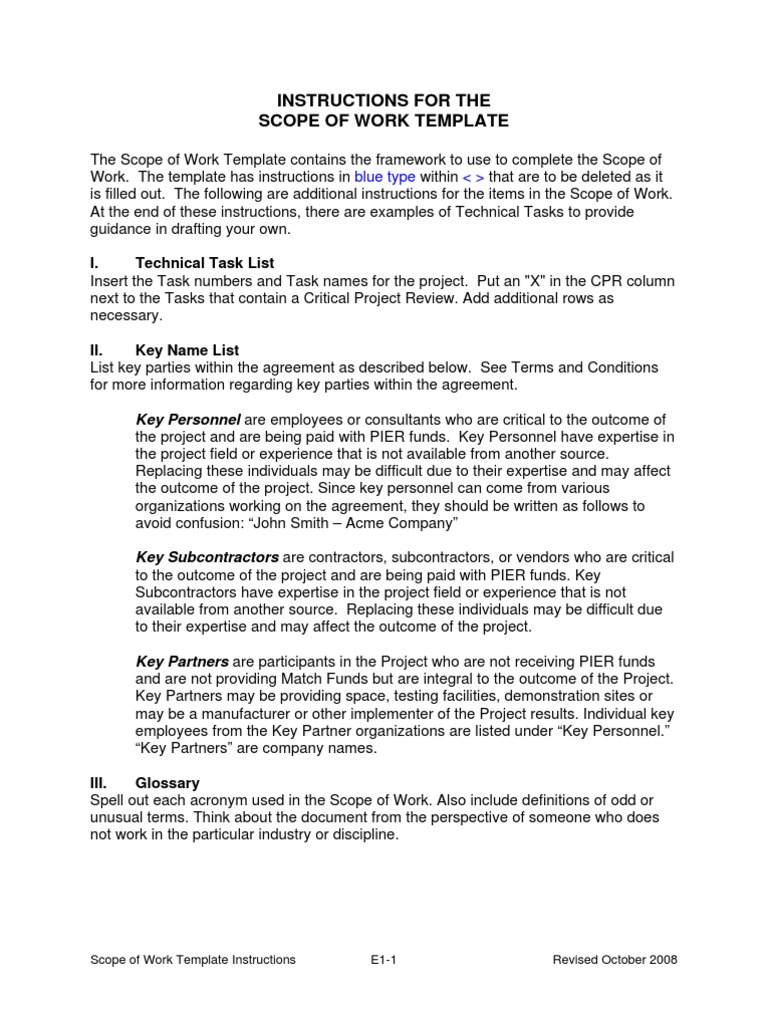 Scope of Work Template Instructions | PDF | Calibration | Data Analysis