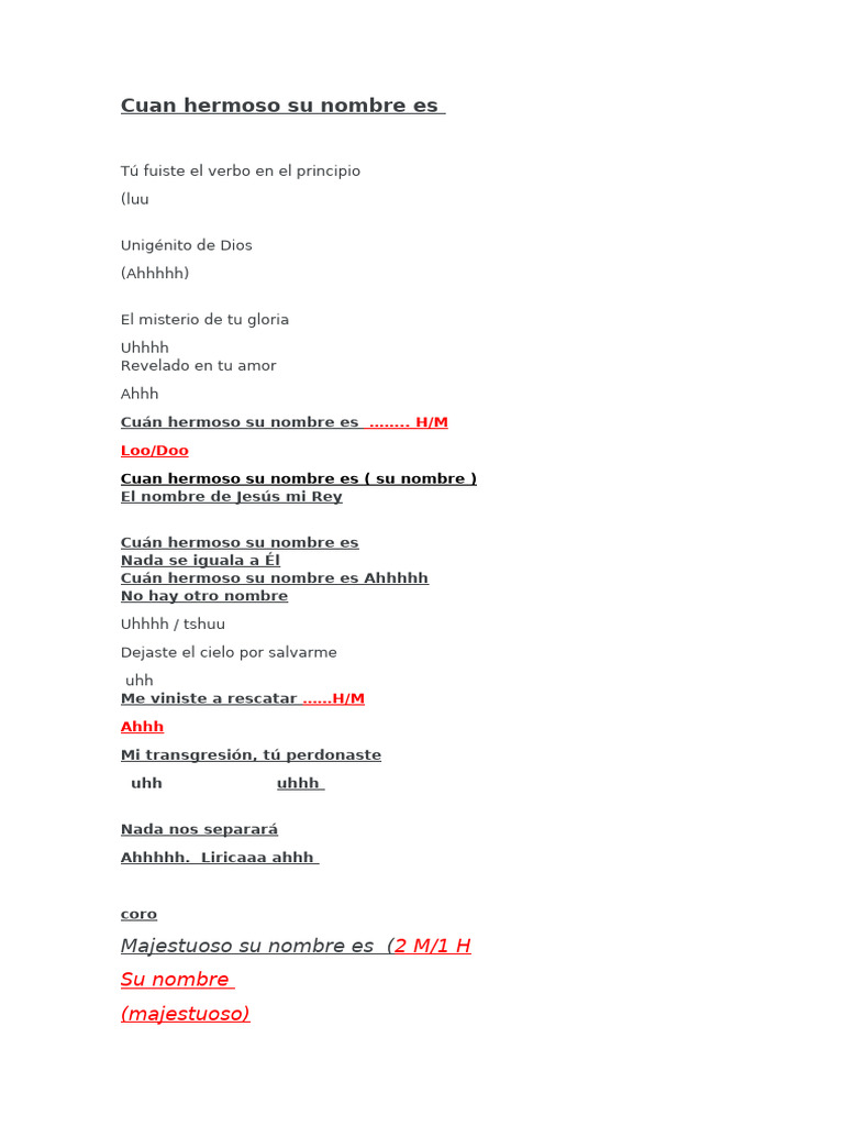 Cuan Hermoso Su Nomre Es Loo | PDF