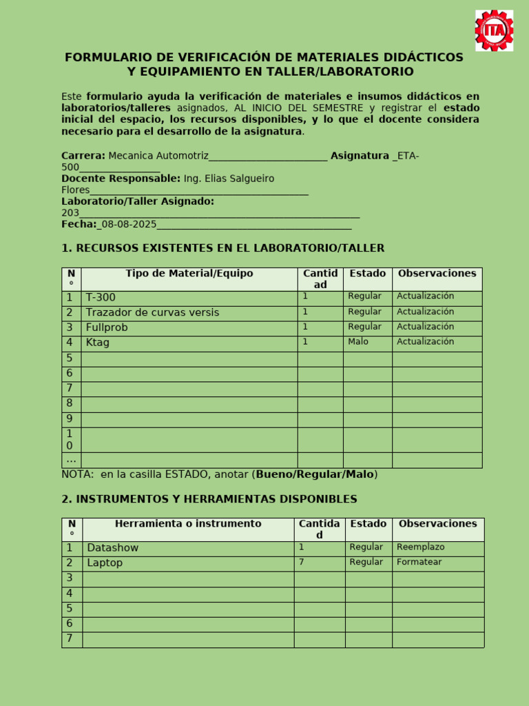 Formulario de Verificacion Eta-500 | PDF | Informática