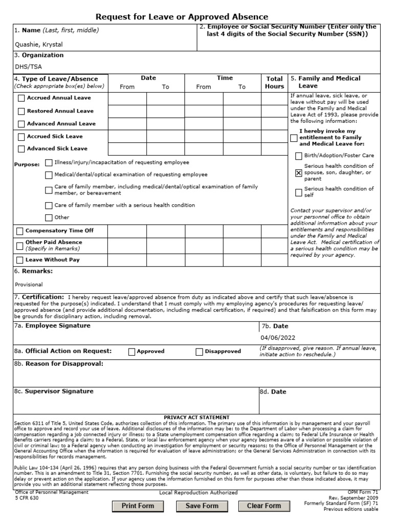 Blank 71 | PDF | Sick Leave | Social Security (United States)