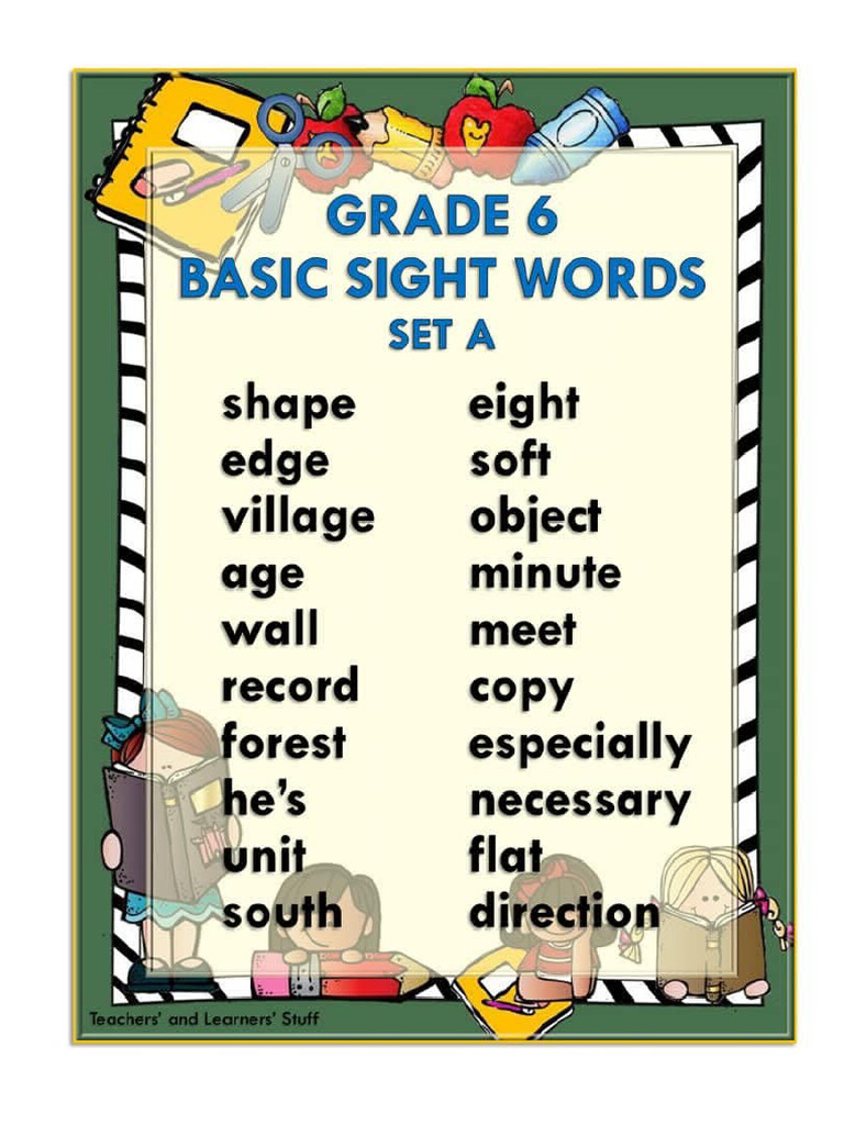 Basic Sight Words 6 | PDF
