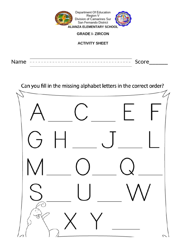 Grade 1 Activity Sheet for Zircon | PDF