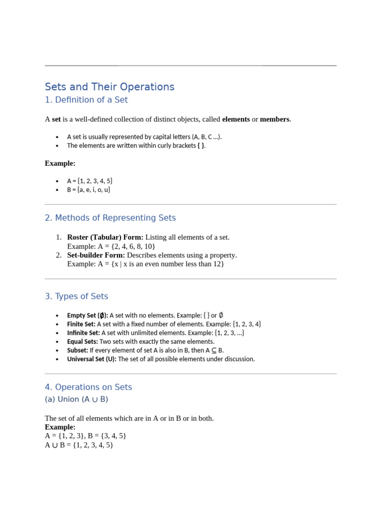 Sets and Operations | PDF