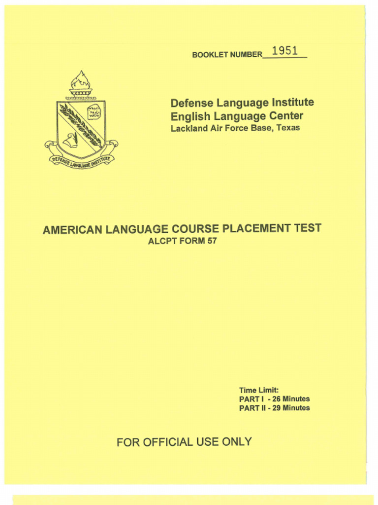 ALC Placement Test Form 57 | PDF