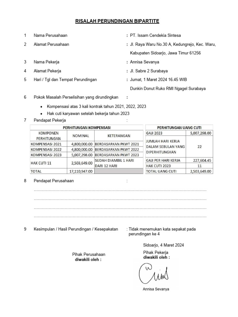 Risalah Perundingan Bipartite | PDF