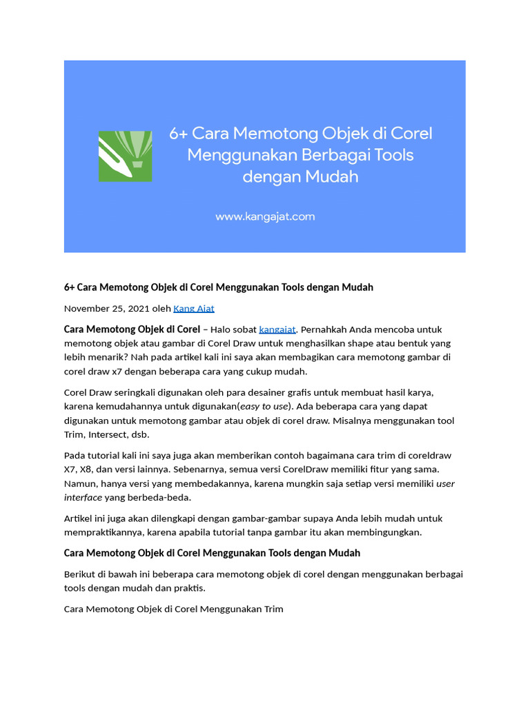 Cara Memotong Objek di Corel Draw | PDF