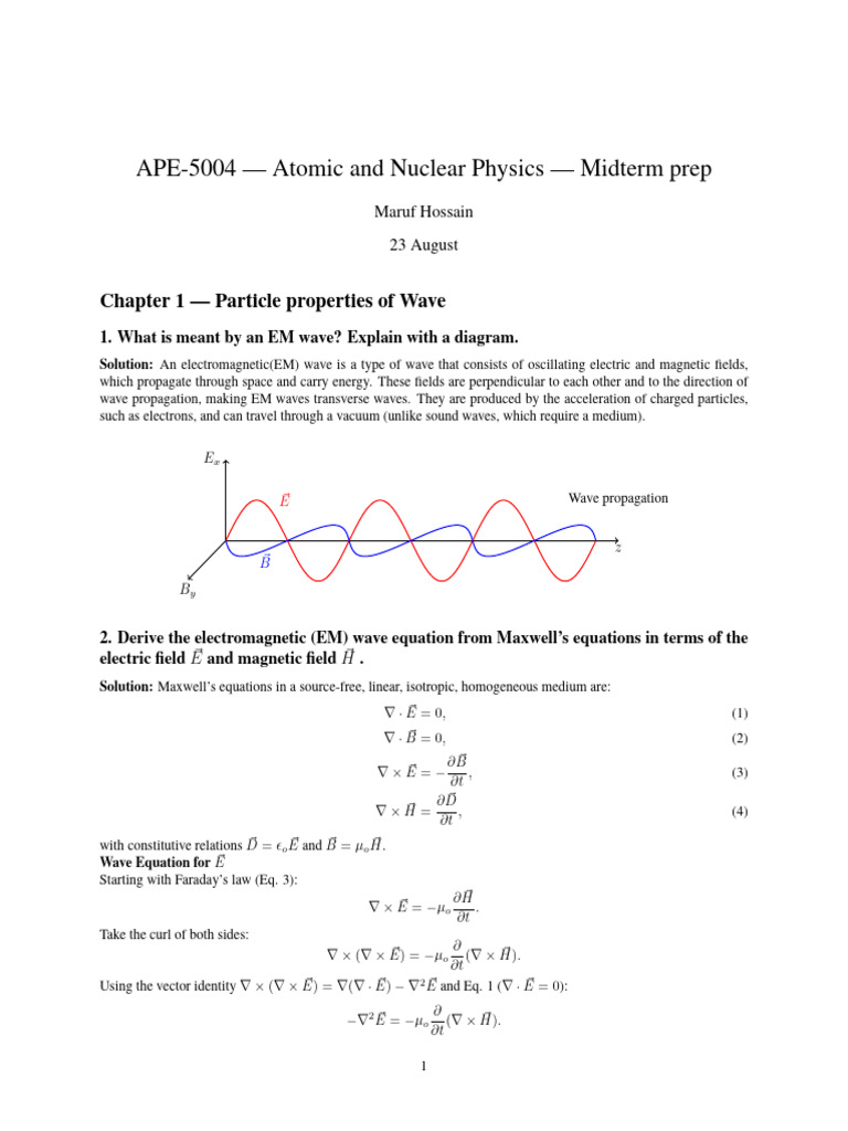APE 5004 Atomic and Nuclear Physics Mid Term Prep | PDF | Photoelectric ...