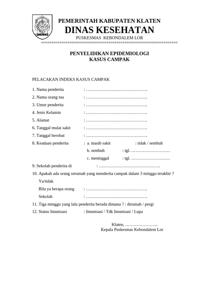 Form PE Campak | PDF