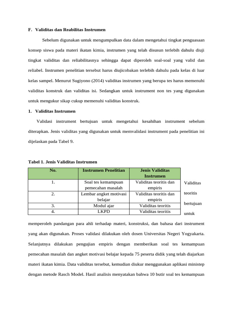 Validitas Dan Reabilitas Instrumen TEXT | PDF
