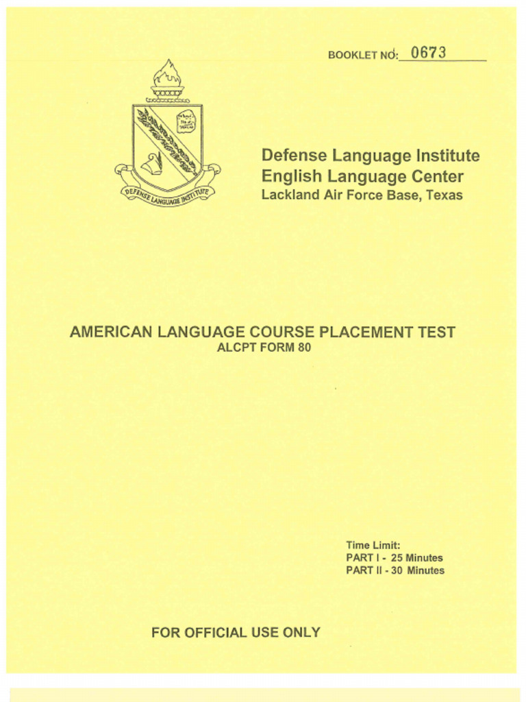 ALC Placement Test Form 80 | PDF