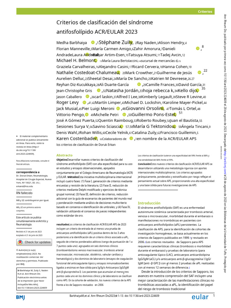 APS New Calssification Criteria - Oc.es | PDF | Hipertensión | Ensayo ...