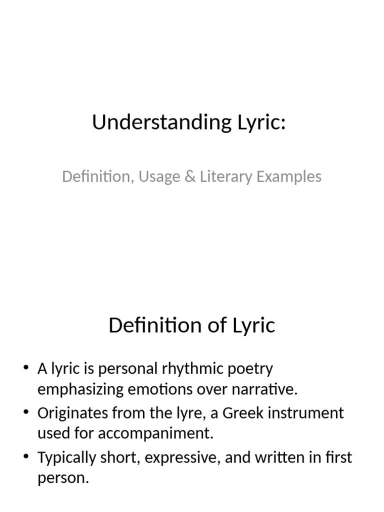 Lyric Poetry Presentation | PDF