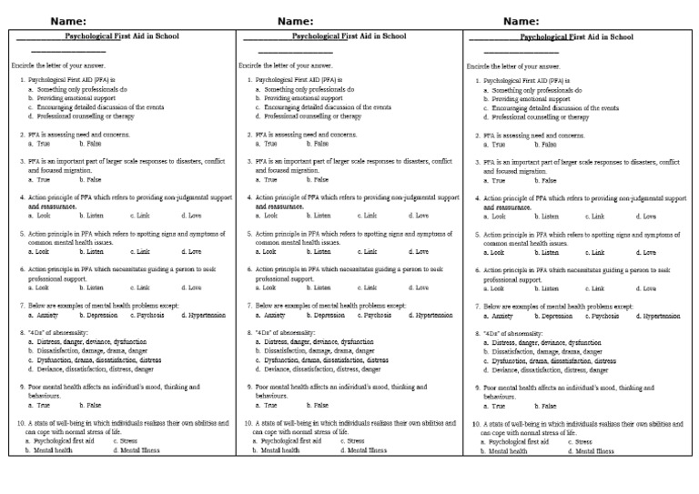 PFA Test | PDF