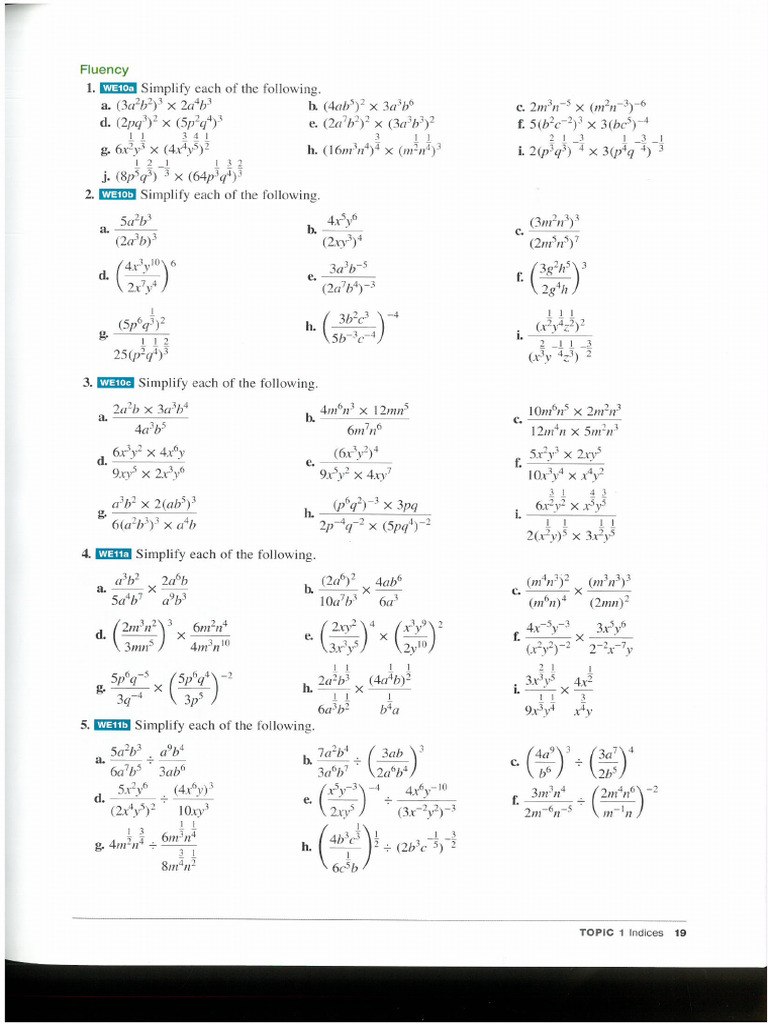 Additional Indices Worksheet | PDF
