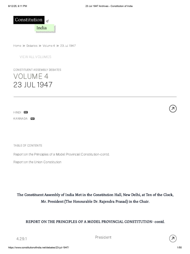 23 Jul 1947 Volume 4 Constitution Assembly Debates | PDF | Constitution ...