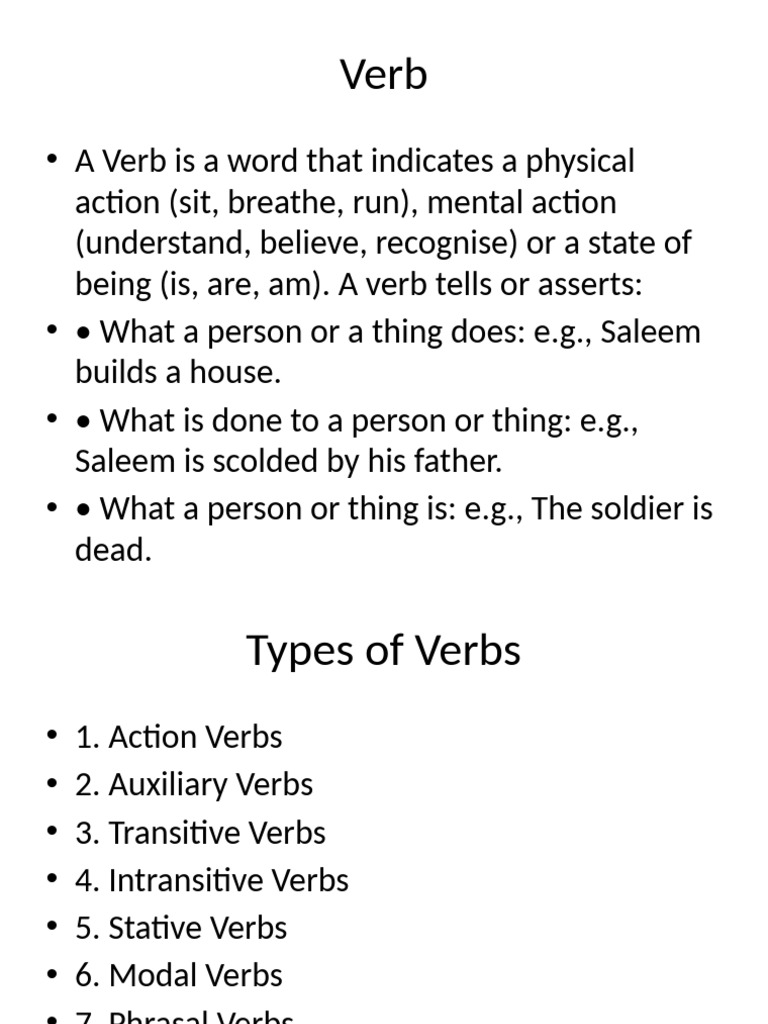 Understanding Types of Verbs Explained | PDF