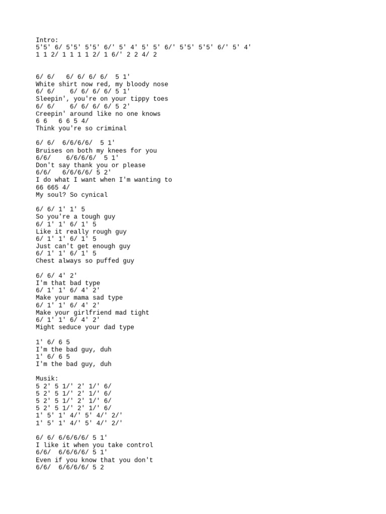 Bad Guy Lyrics Breakdown | PDF