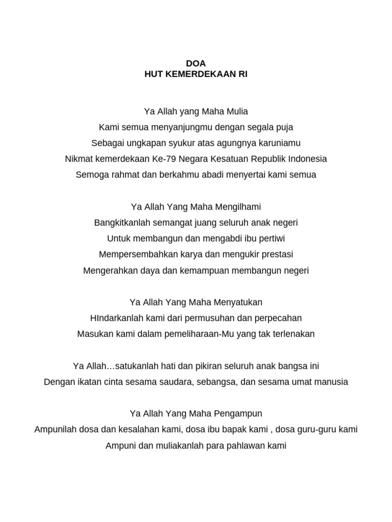 Doa Hut Kemerdekaan | PDF