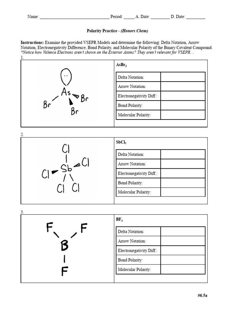 6.5a Polarity Practice - (HChem) | PDF