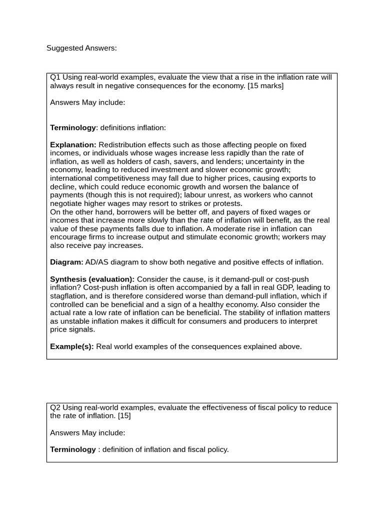 Inflation Essays Teacher | PDF | Inflation | Monetary Policy