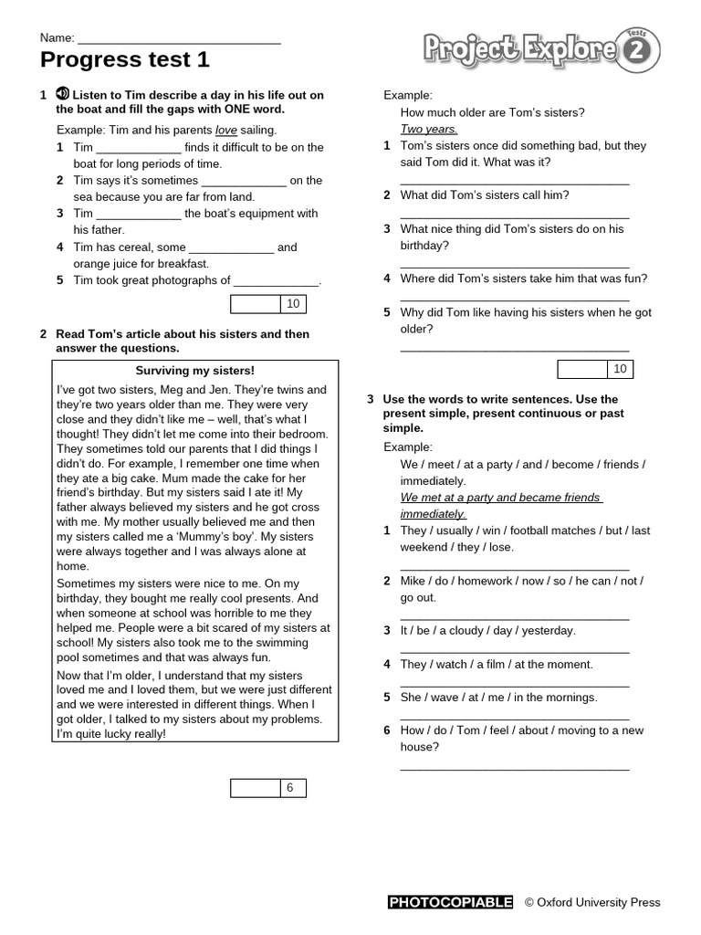 PrEx2 Progress Test 1 | PDF