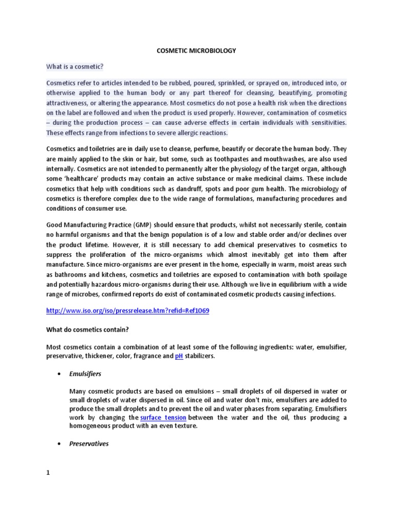 Microbiology's Role in Cosmetics Safety | PDF | Botulinum Toxin | Cosmetics
