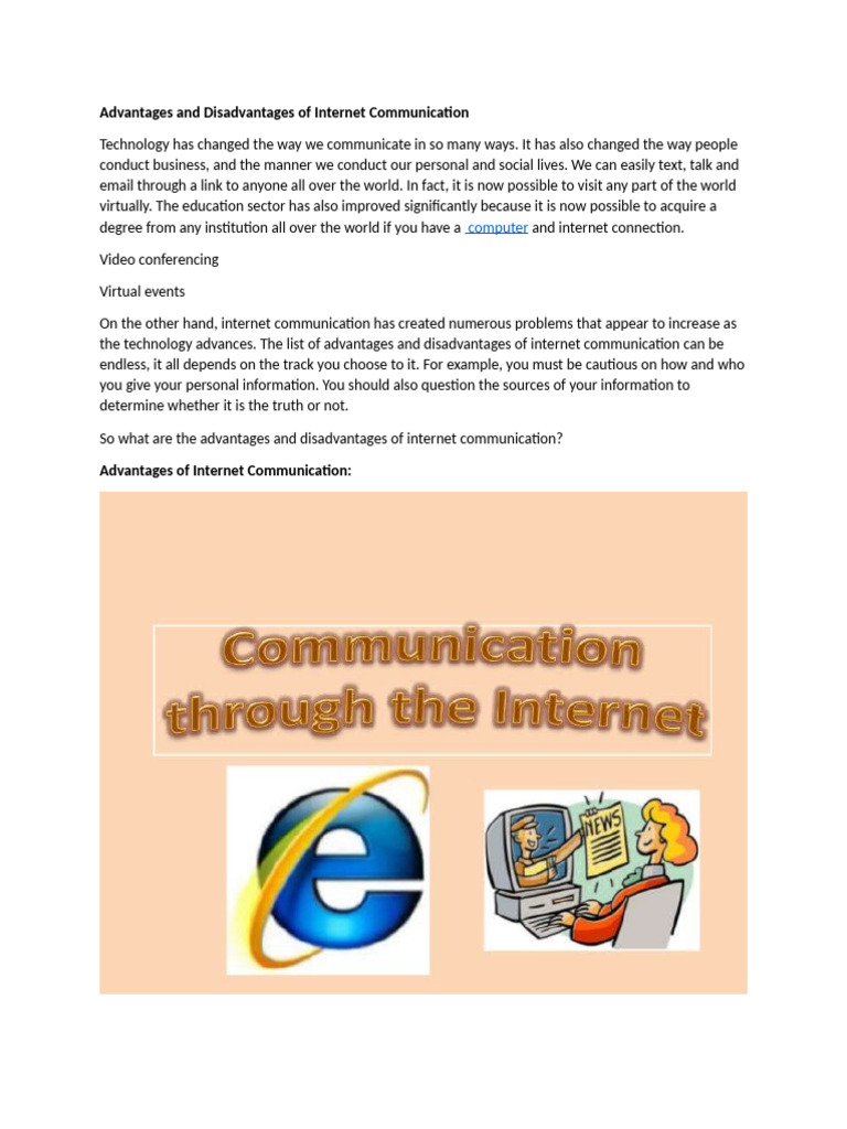 Internet Communication: Pros and Cons | PDF | Instant Messaging | Internet