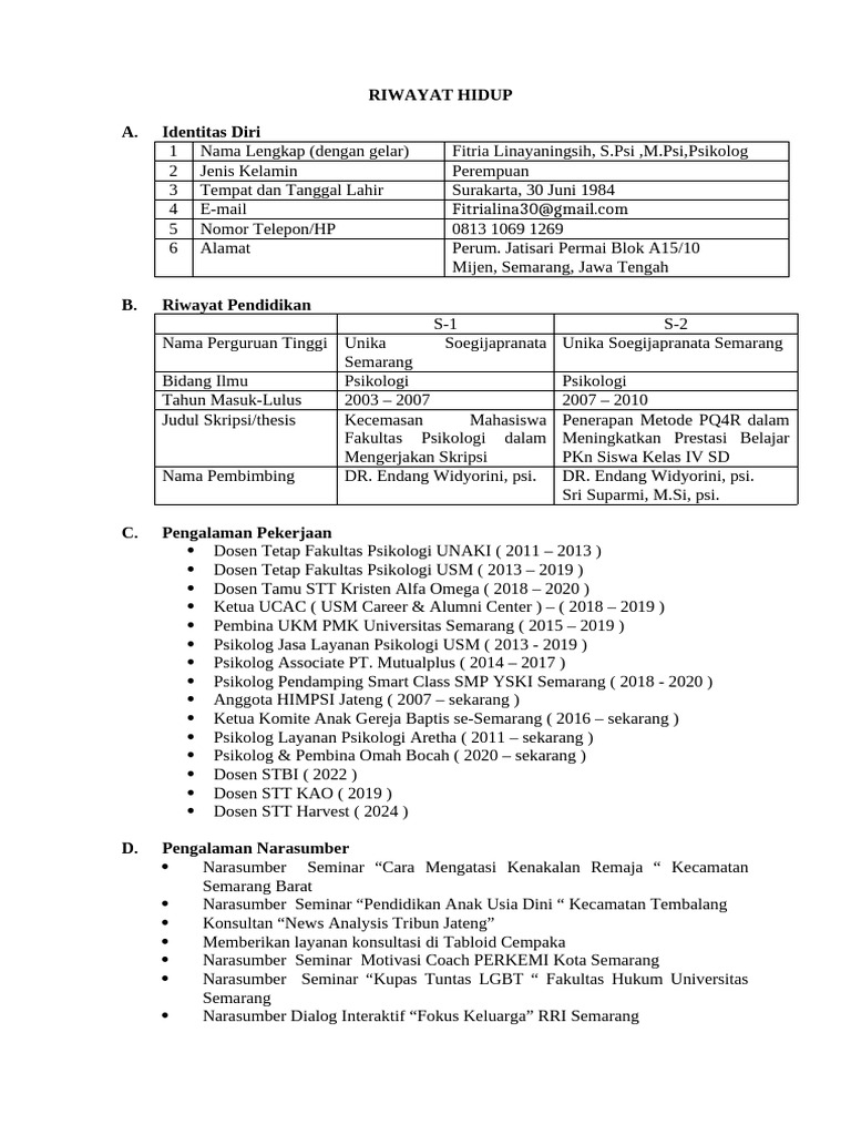 CV Fitria Lina | PDF