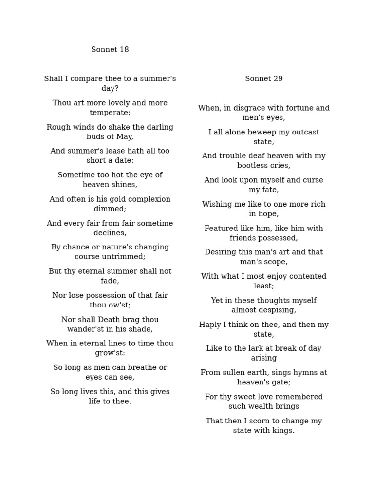 Eternal Beauty in Shakespeare's Sonnets | PDF | Stanzaic Form ...