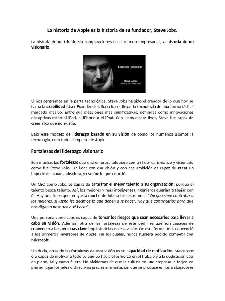 TAREA La Historia de Apple Es La Historia de Su Fundador | PDF | Apple ...