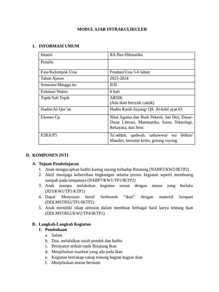 Modul Ajar Tema Hewan | PDF