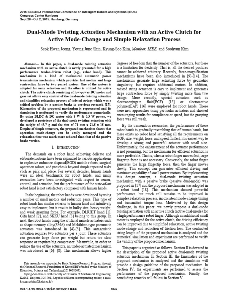 Dual-Mode Twisting Actuation Mechanism With An Active Clutch For Active ...