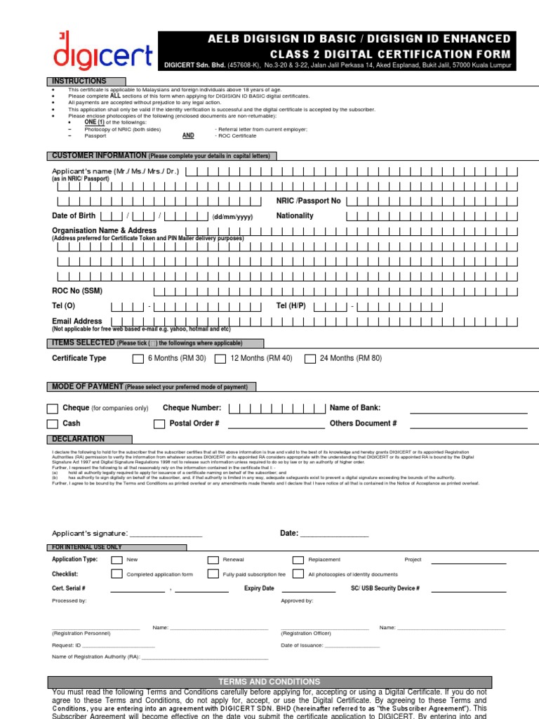 Borang Dgcert | PDF | Public Key Certificate | Identity Document