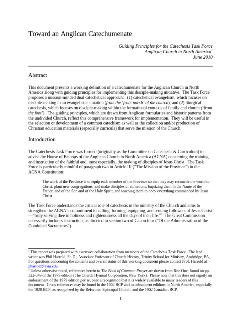 Anglican_Catechumenate_Guiding_Principles | PDF | Catechism | Anglicanism