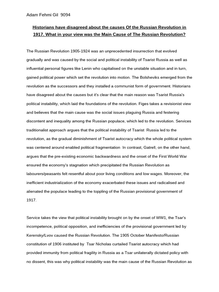 Main Causes of the Russian Revolution | PDF | Russian Revolution ...