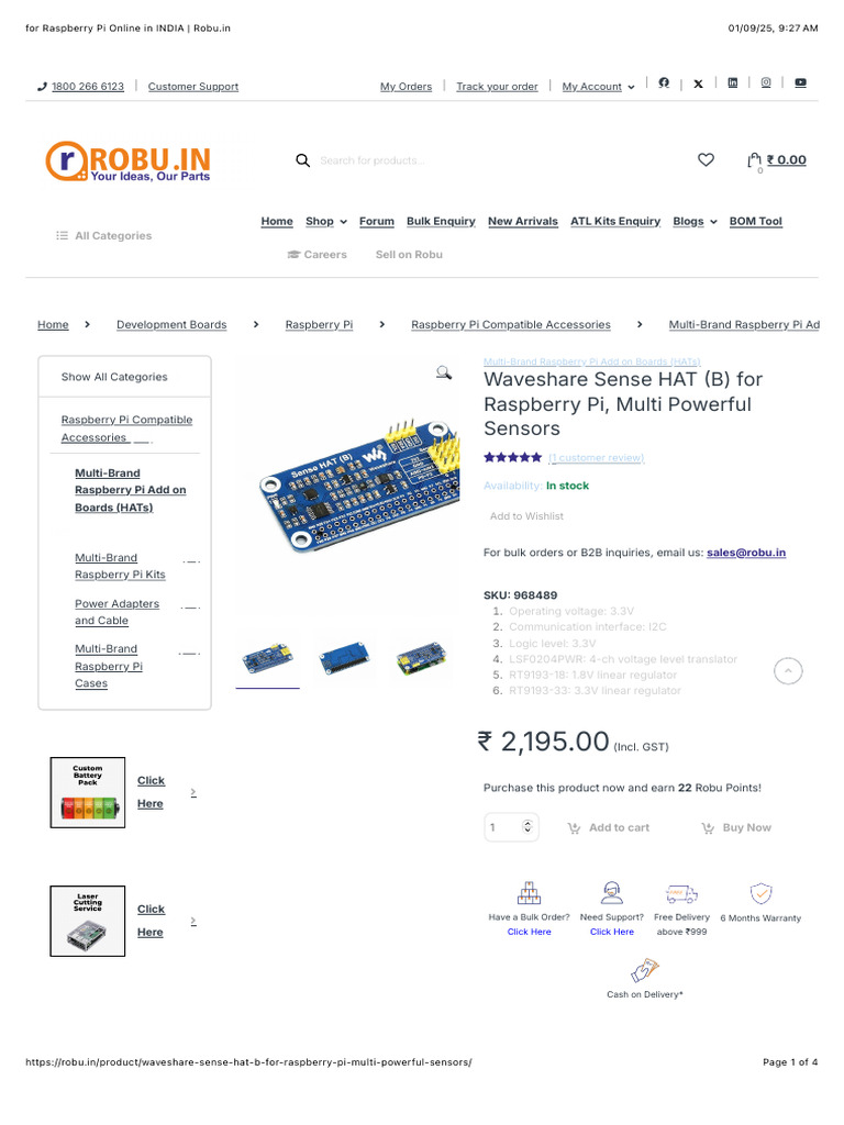Waveshare Sense HAT for Raspberry Pi | PDF | Raspberry Pi | Thermography