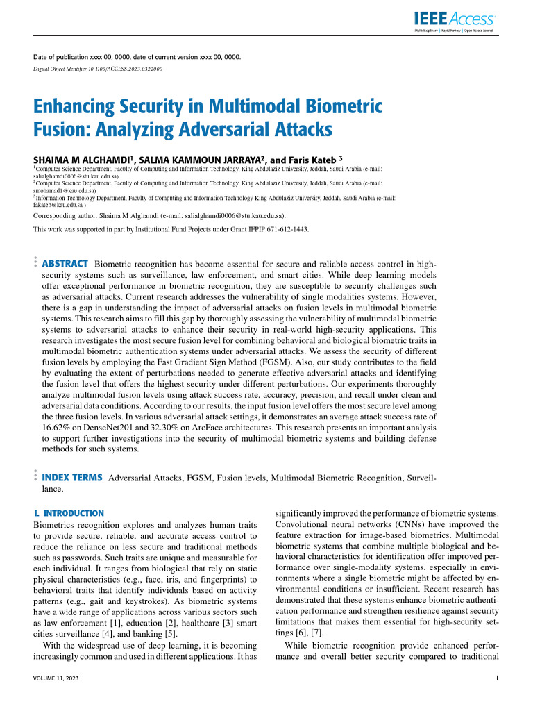 Enhancing Security in Multimodal Biometric Fusion | PDF | Biometrics | Deep Learning