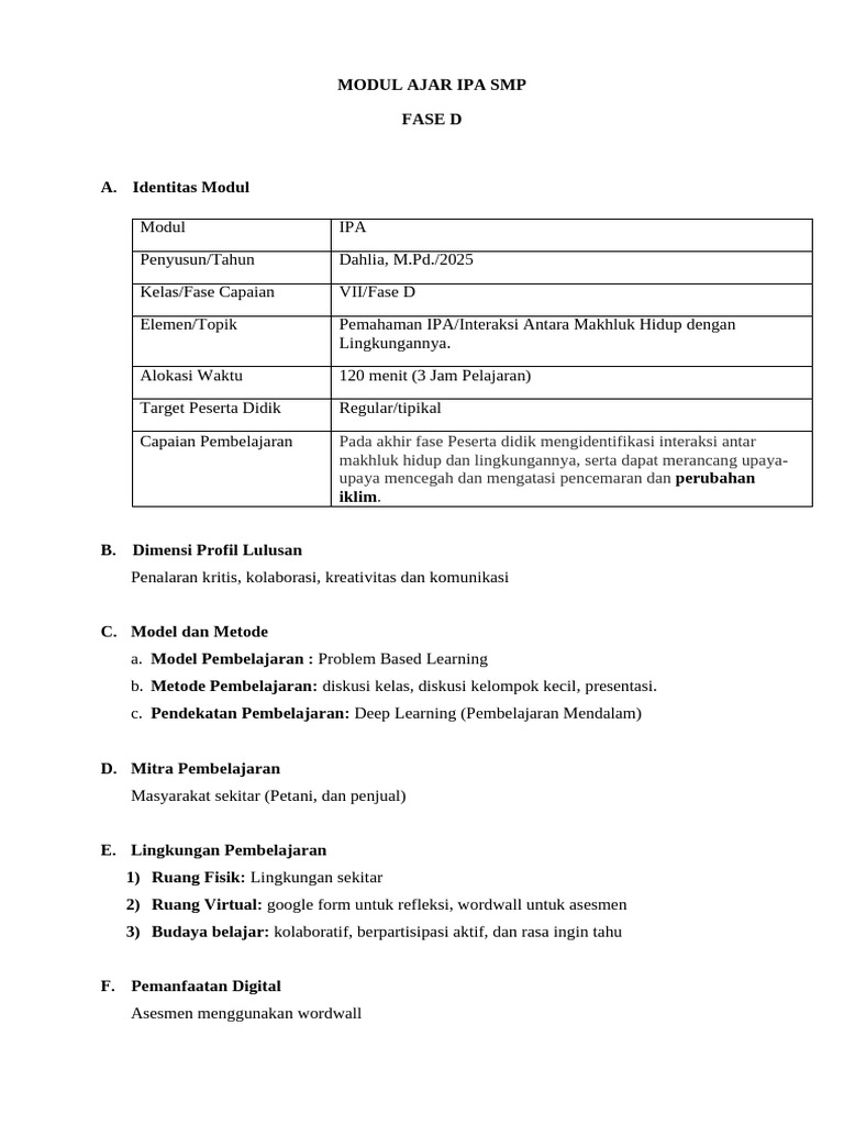 Modul Ajar IPA: Interaksi Makhluk Hidup | PDF