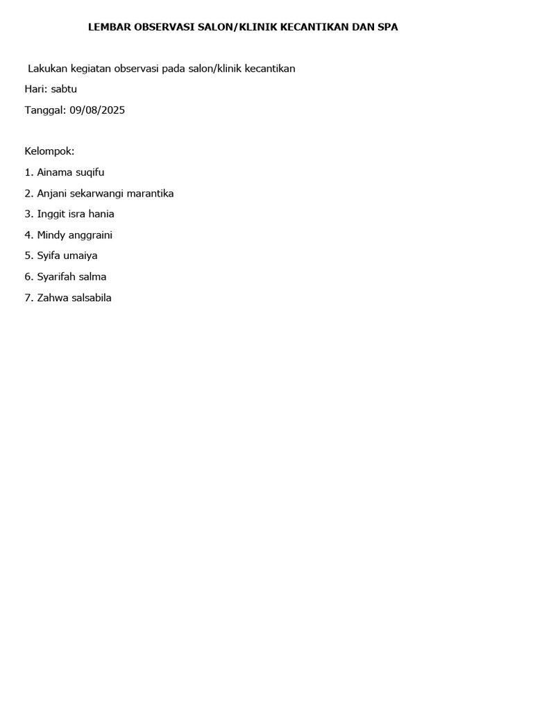 Observasi Cenni Salon Banda Aceh | PDF