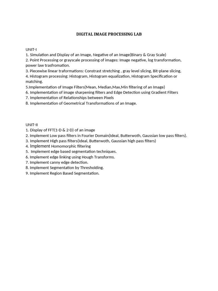 Digital Image Processing Techniques Lab | PDF