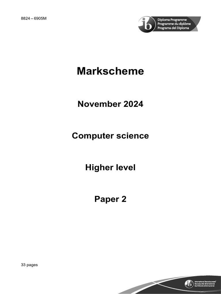 IB Computer Science HL Paper 2 Markscheme | PDF | Relational Database ...