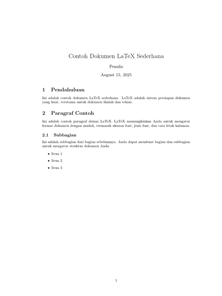 Contoh Dokumen LaTeX Sederhana | PDF