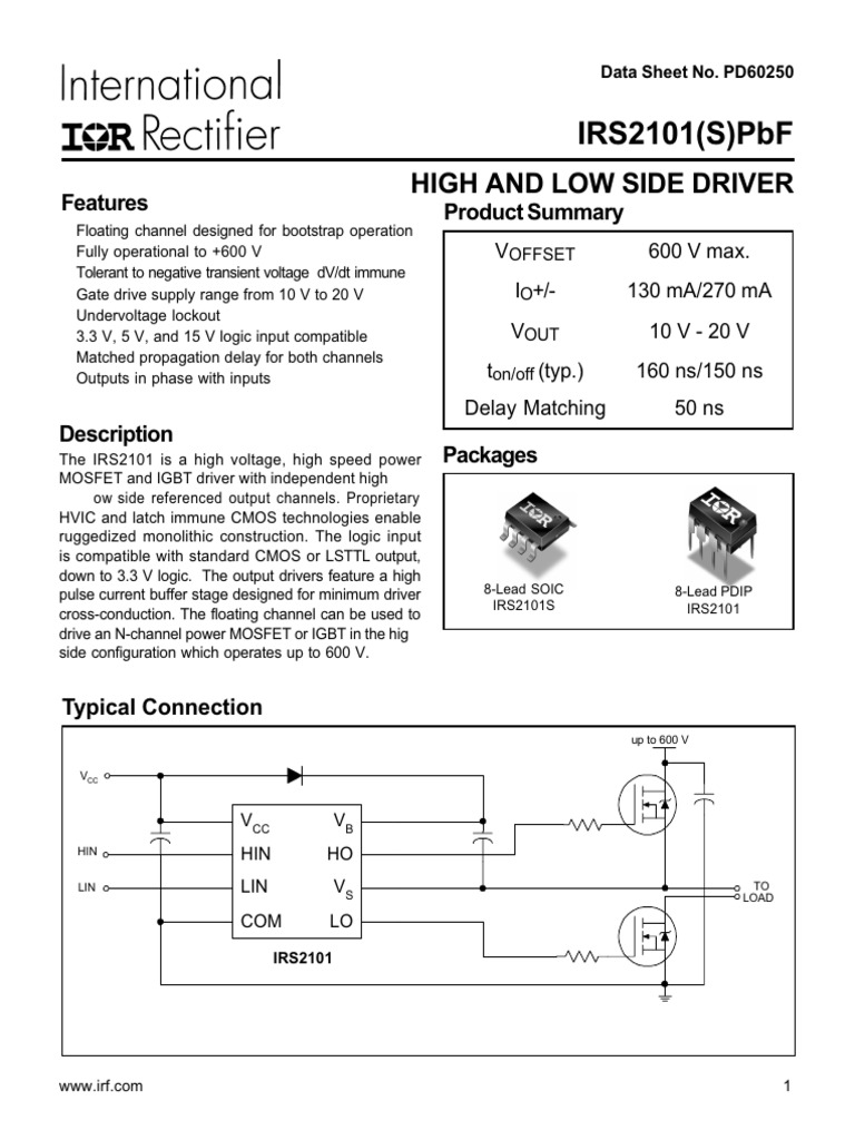 IRS2101 High-Speed Driver Datasheet | PDF | Logic Gate | Cmos
