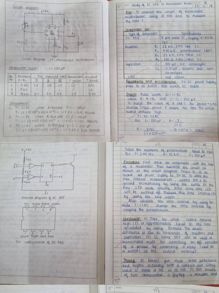 IC 555 Monostable Multivibrator Guide | PDF | Digital Electronics ...