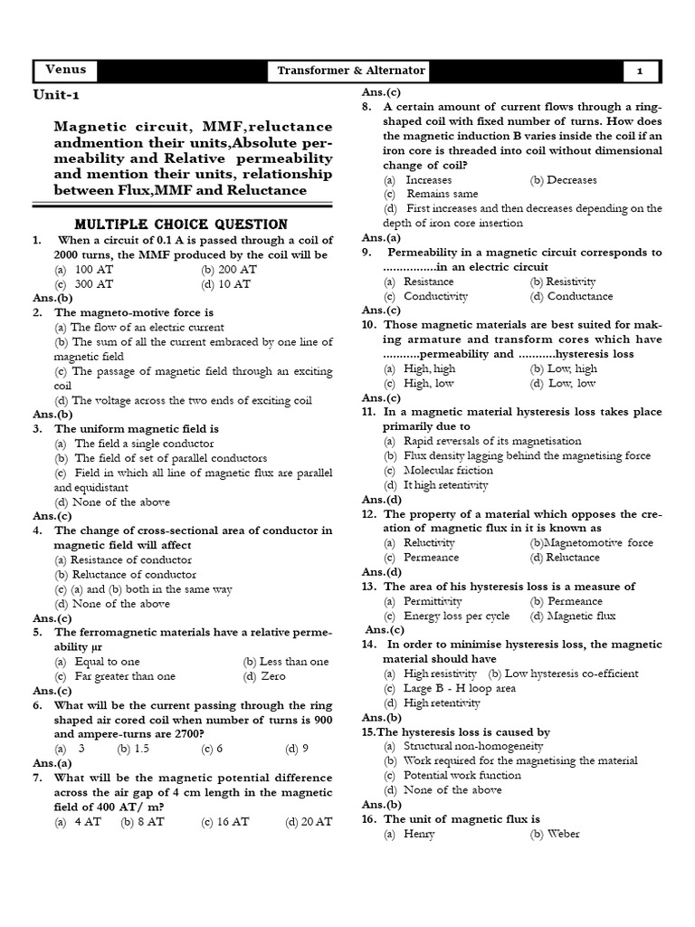 Transformers and Alternators | PDF | Transformer | Inductor