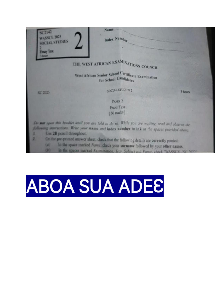 Wassce 2025 - Social Studies-1 | PDF
