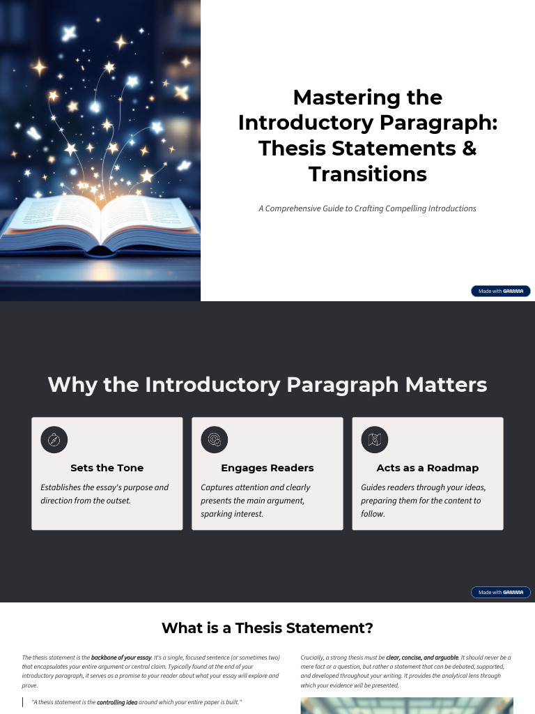 Thesis Statements and Transitions | PDF | Essays | Thesis